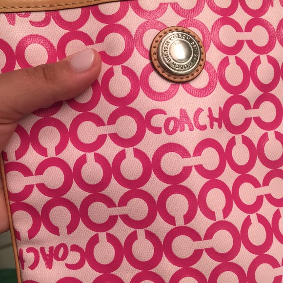 Coach | Bags | Coach Op Art Pink Logo Cross Body Purse | Poshmark